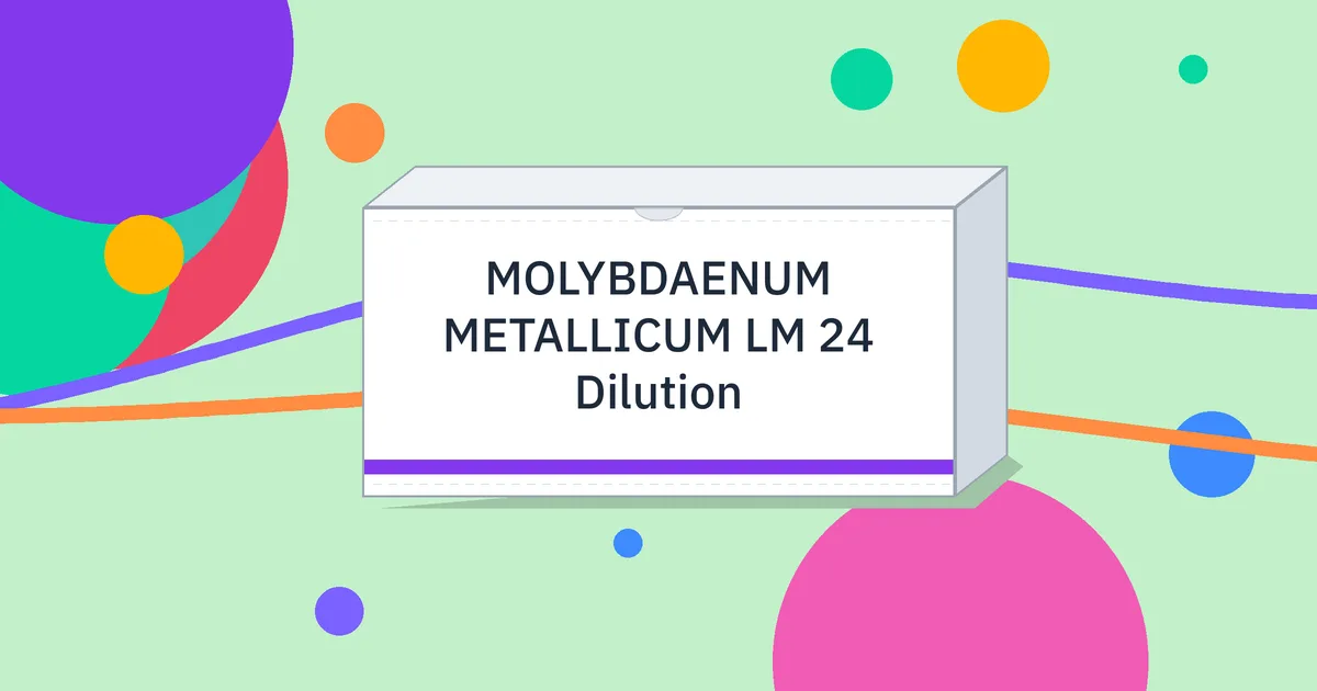 Symbolbild: Packung mit der Aufschrift MOLYBDAENUM METALLICUM LM 24 Dilution (PZN 13609949) – Verfügbarkeit und Bezug in Apotheken in Frankfurt am Main