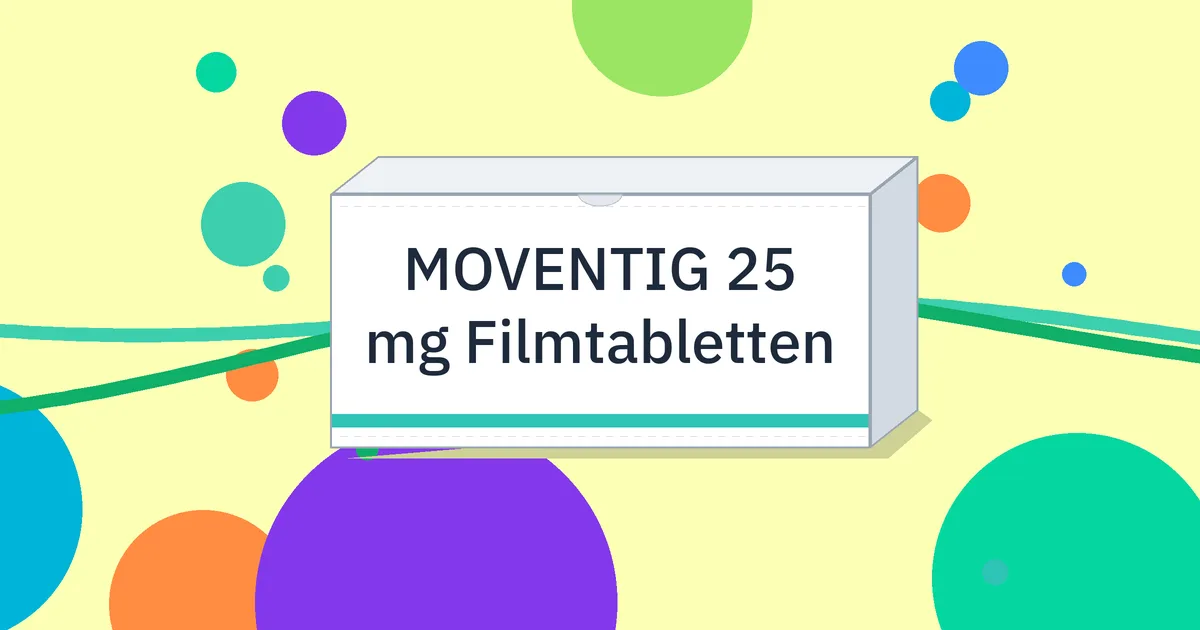 Symbolbild: Packung mit der Aufschrift MOVENTIG 25 mg Filmtabletten (PZN 16623022) – Verfügbarkeit und Bezug in Apotheken in Frankfurt am Main