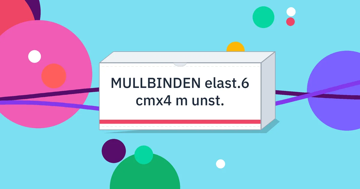 Symbolbild: Packung mit der Aufschrift MULLBINDEN elast.6 cmx4 m unst. (PZN 00430918) – Verfügbarkeit und Bezug in Apotheken in Frankfurt am Main