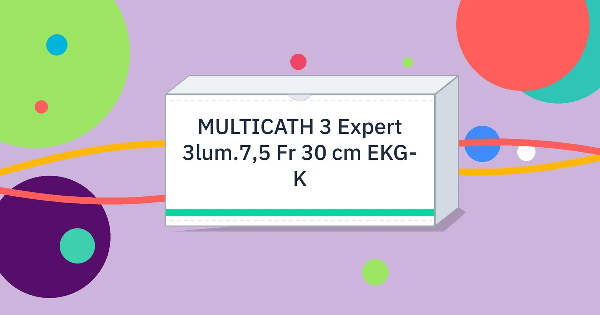 Symbolbild: Packung mit der Aufschrift MULTICATH 3 Expert 3lum.7,5 Fr 30 cm EKG-K (PZN 09446507) – Verfügbarkeit und Bezug in Apotheken in Frankfurt am Main