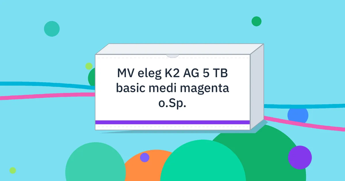 Symbolbild: Packung mit der Aufschrift MV eleg K2 AG 5 TB basic medi magenta o.Sp. (PZN 14643227) – Verfügbarkeit und Bezug in Apotheken in Frankfurt am Main