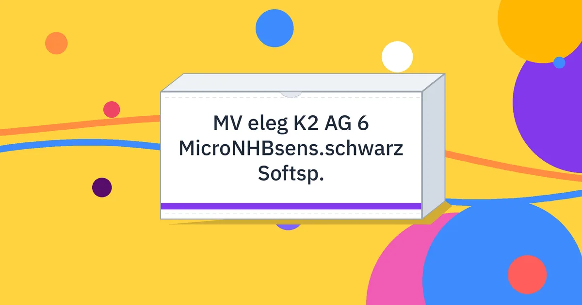 Symbolbild: Packung mit der Aufschrift MV eleg K2 AG 6 MicroNHBsens.schwarz Softsp. (PZN 16068678) – Verfügbarkeit und Bezug in Apotheken in Frankfurt am Main
