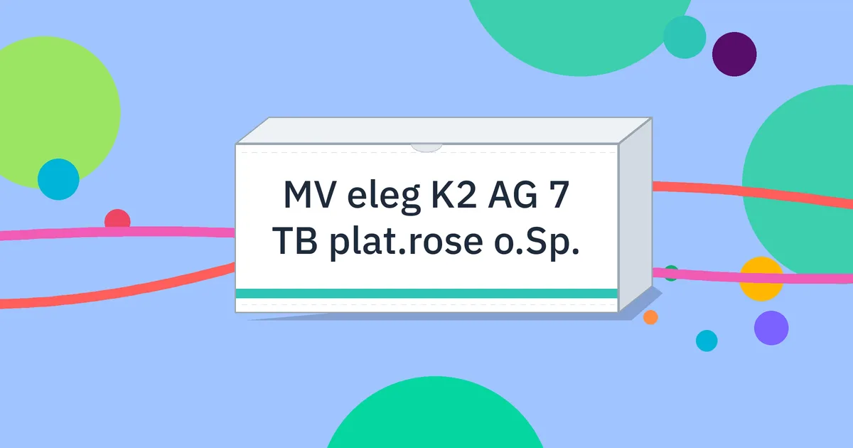 Symbolbild: Packung mit der Aufschrift MV eleg K2 AG 7 TB plat.rose o.Sp. (PZN 14698688) – Verfügbarkeit und Bezug in Apotheken in Frankfurt am Main