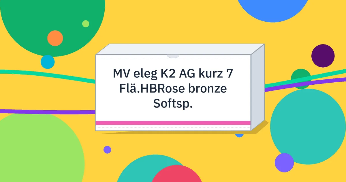 Symbolbild: Packung mit der Aufschrift MV eleg K2 AG kurz 7 Flä.HBRose bronze Softsp. (PZN 15704480) – Verfügbarkeit und Bezug in Apotheken in Frankfurt am Main