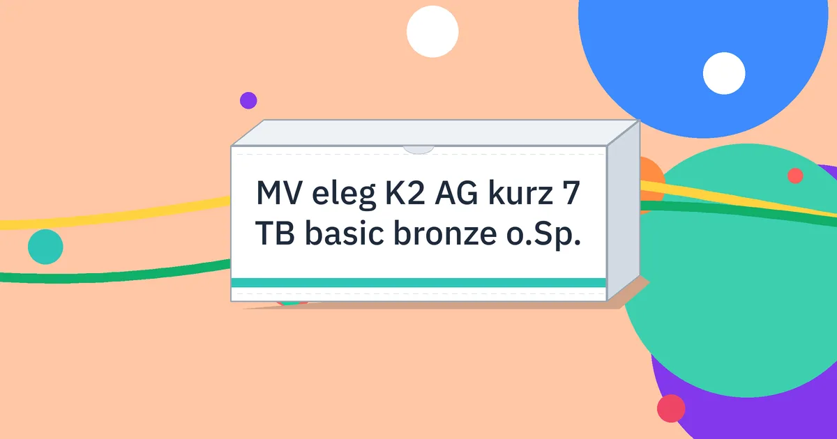 Symbolbild: Packung mit der Aufschrift MV eleg K2 AG kurz 7 TB basic bronze o.Sp. (PZN 14717776) – Verfügbarkeit und Bezug in Apotheken in Frankfurt am Main