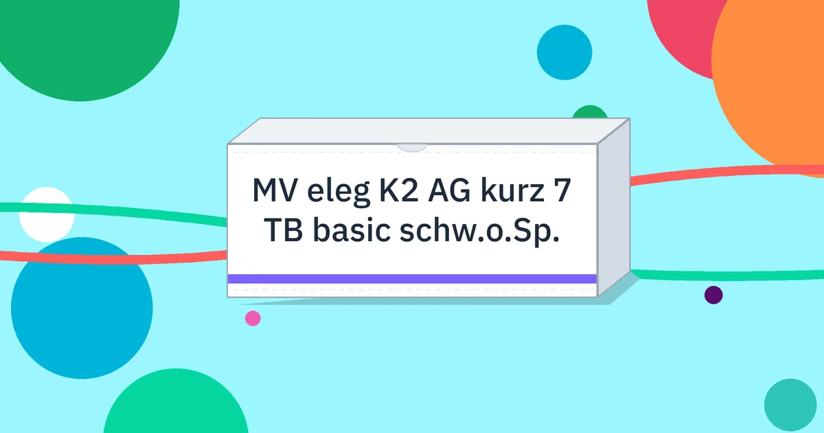 Symbolbild: Packung mit der Aufschrift MV eleg K2 AG kurz 7 TB basic schw.o.Sp. (PZN 00199697) – Verfügbarkeit und Bezug in Apotheken in Frankfurt am Main