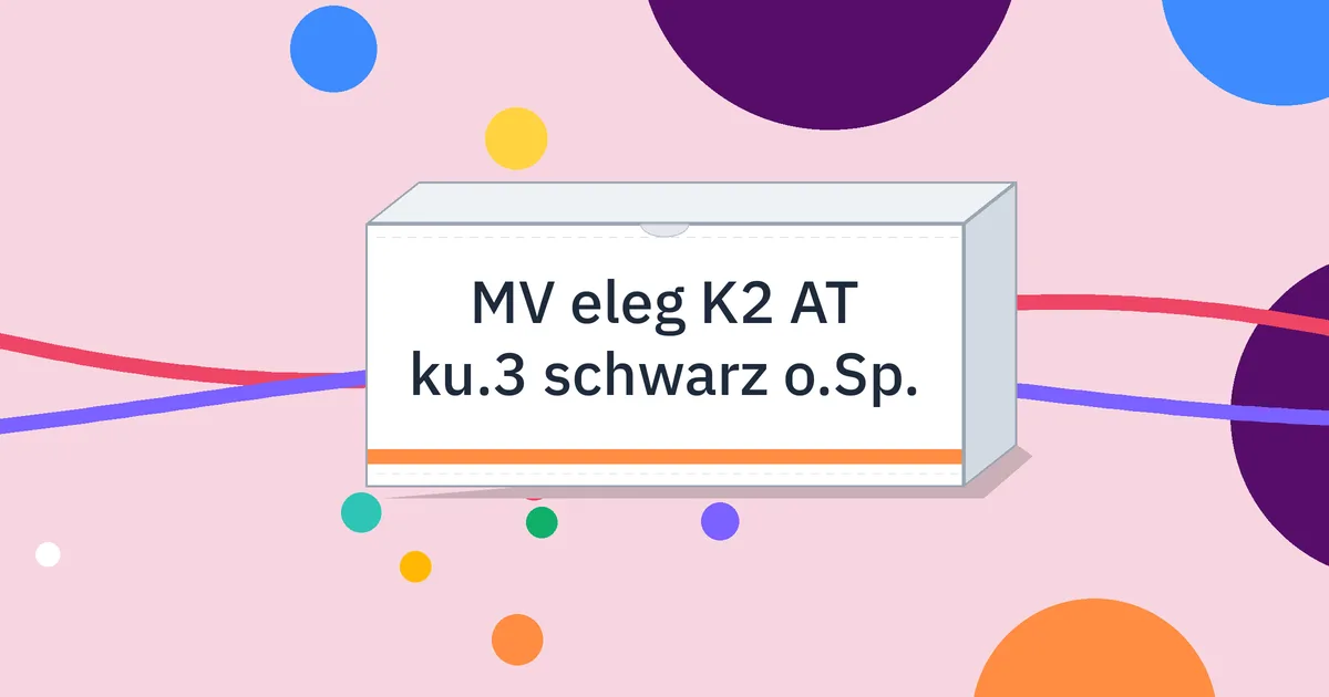 Symbolbild: Packung mit der Aufschrift MV eleg K2 AT ku.3 schwarz o.Sp. (PZN 00312679) – Verfügbarkeit und Bezug in Apotheken in Frankfurt am Main