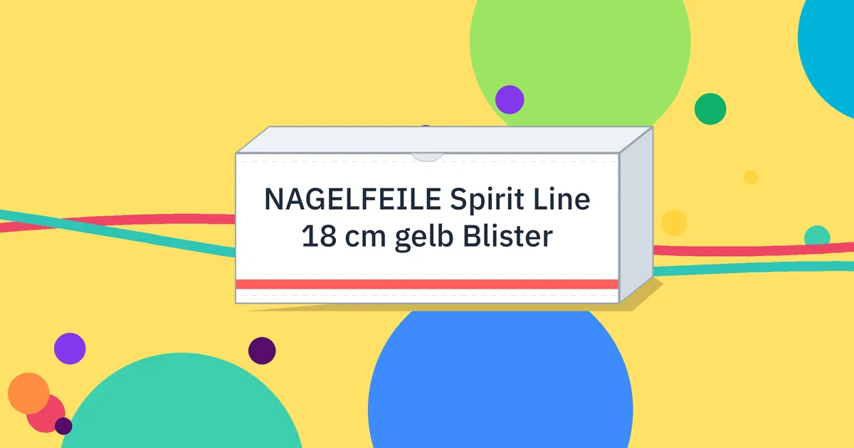 Symbolbild: Packung mit der Aufschrift NAGELFEILE Spirit Line 18 cm gelb Blister (PZN 01580666) – Verfügbarkeit und Bezug in Apotheken in Frankfurt am Main