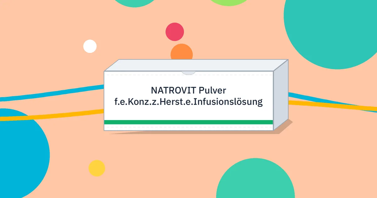 Symbolbild: Packung mit der Aufschrift NATROVIT Pulver f.e.Konz.z.Herst.e.Infusionslösung (PZN 18066293) – Verfügbarkeit und Bezug in Apotheken in Frankfurt am Main