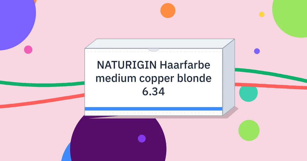 Symbolbild: Packung mit der Aufschrift NATURIGIN Haarfarbe medium copper blonde 6.34 (PZN 18107945) – Verfügbarkeit und Bezug in Apotheken in Frankfurt am Main