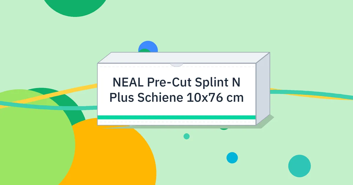 Symbolbild: Packung mit der Aufschrift NEAL Pre-Cut Splint N Plus Schiene 10x76 cm (PZN 16862301) – Verfügbarkeit und Bezug in Apotheken in Frankfurt am Main