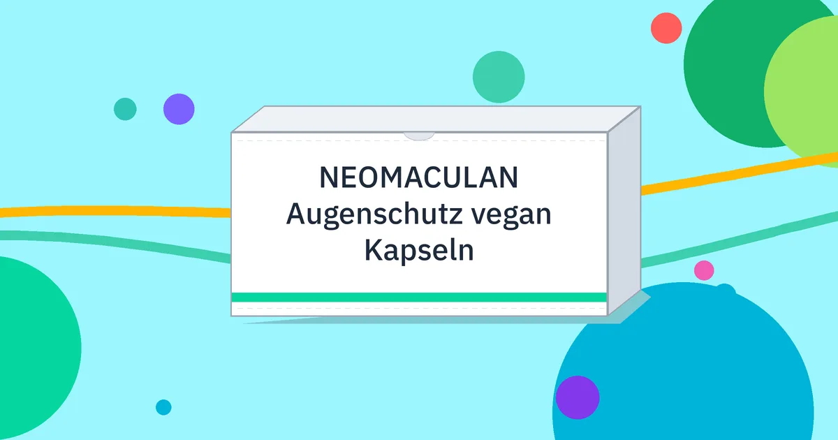 Symbolbild: Packung mit der Aufschrift NEOMACULAN Augenschutz vegan Kapseln (PZN 19367074) – Verfügbarkeit und Bezug in Apotheken in Frankfurt am Main