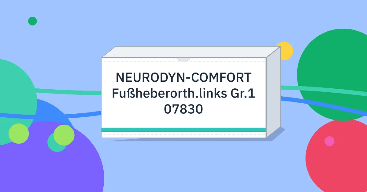 Symbolbild: Packung mit der Aufschrift NEURODYN-COMFORT Fußheberorth.links Gr.1 07830 (PZN 09389784) – Verfügbarkeit und Bezug in Apotheken in Frankfurt am Main