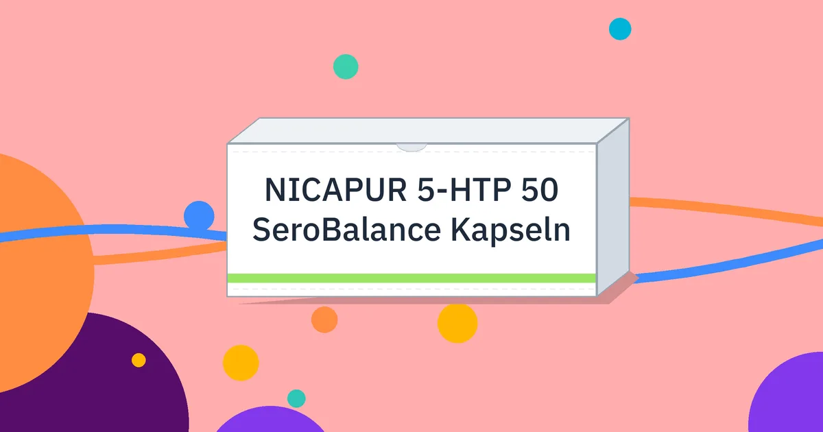 Symbolbild: Packung mit der Aufschrift NICAPUR 5-HTP 50 SeroBalance Kapseln (PZN 14411646) – Verfügbarkeit und Bezug in Apotheken in Frankfurt am Main