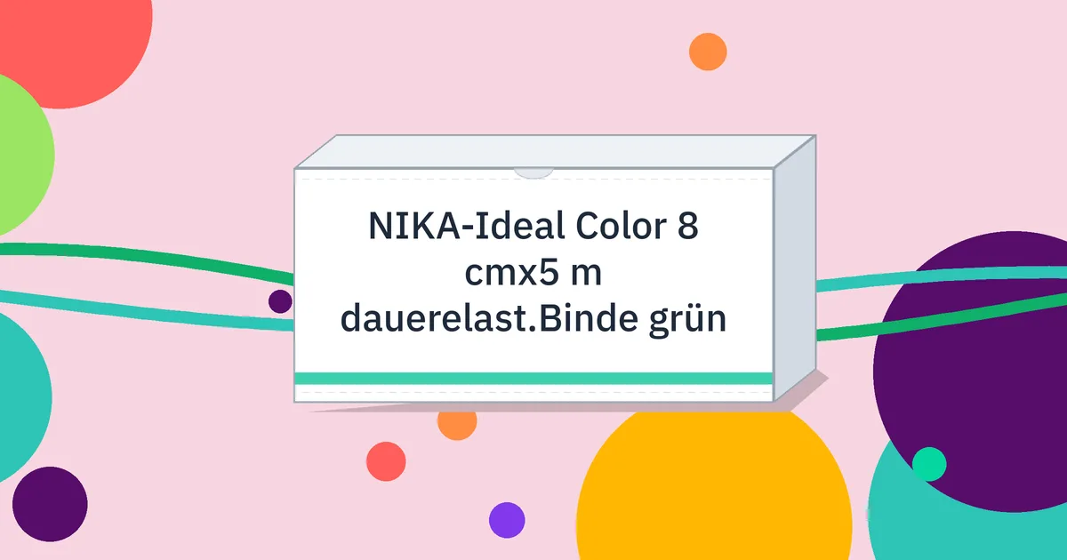 Symbolbild: Packung mit der Aufschrift NIKA-Ideal Color 8 cmx5 m dauerelast.Binde grün (PZN 14235994) – Verfügbarkeit und Bezug in Apotheken in Frankfurt am Main