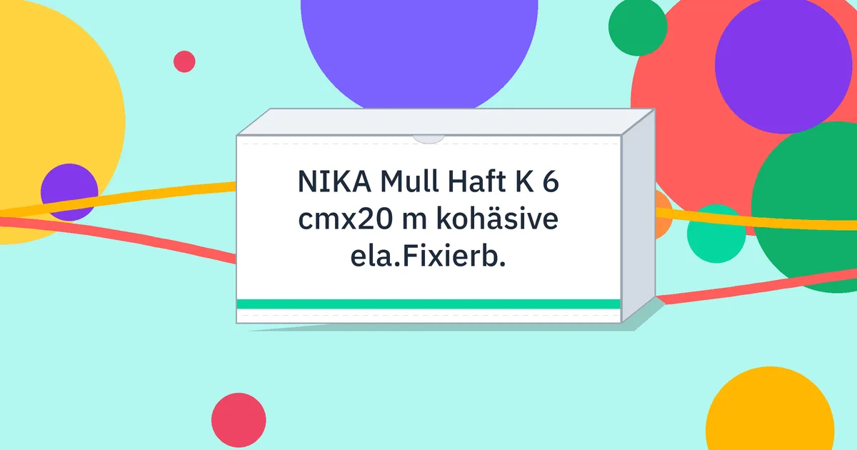 Symbolbild: Packung mit der Aufschrift NIKA Mull Haft K 6 cmx20 m kohäsive ela.Fixierb. (PZN 18172049) – Verfügbarkeit und Bezug in Apotheken in Frankfurt am Main