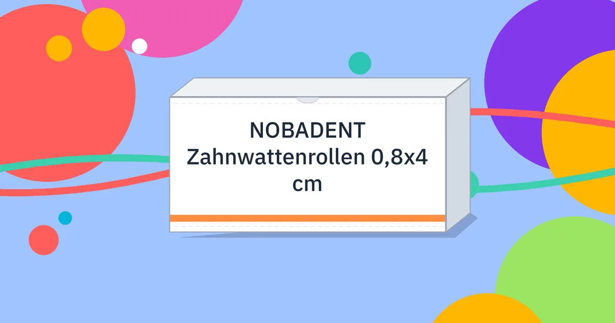 Symbolbild: Packung mit der Aufschrift NOBADENT Zahnwattenrollen 0,8x4 cm (PZN 02477143) – Verfügbarkeit und Bezug in Apotheken in Frankfurt am Main