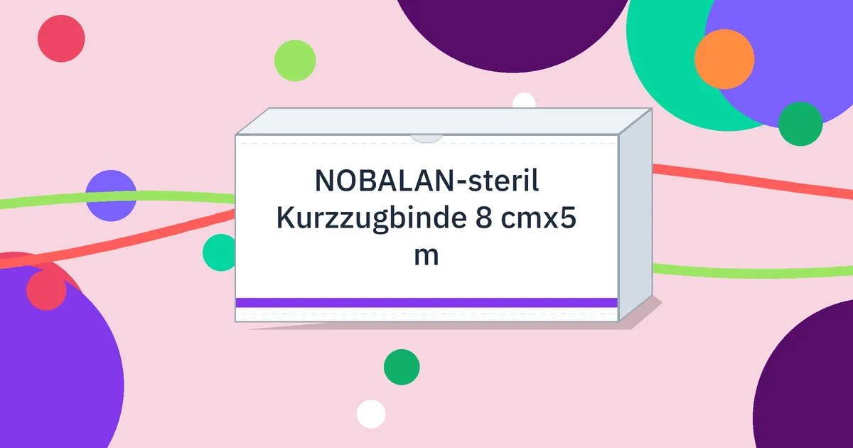 Symbolbild: Packung mit der Aufschrift NOBALAN-steril Kurzzugbinde 8 cmx5 m (PZN 08823675) – Verfügbarkeit und Bezug in Apotheken in Frankfurt am Main