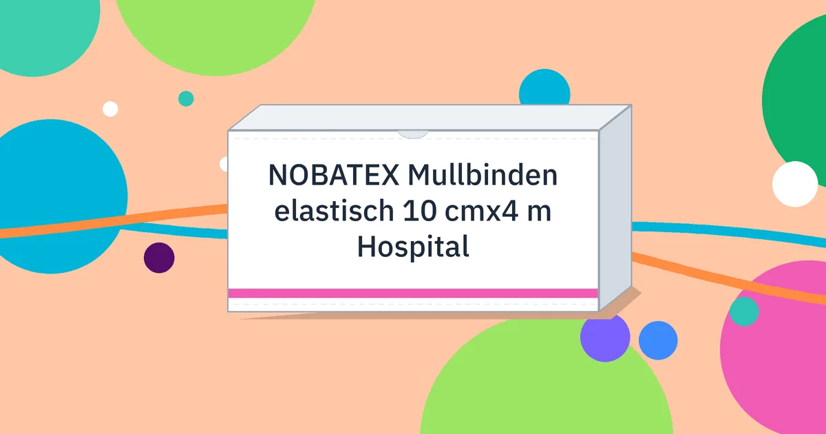 Symbolbild: Packung mit der Aufschrift NOBATEX Mullbinden elastisch 10 cmx4 m Hospital (PZN 17558982) – Verfügbarkeit und Bezug in Apotheken in Frankfurt am Main