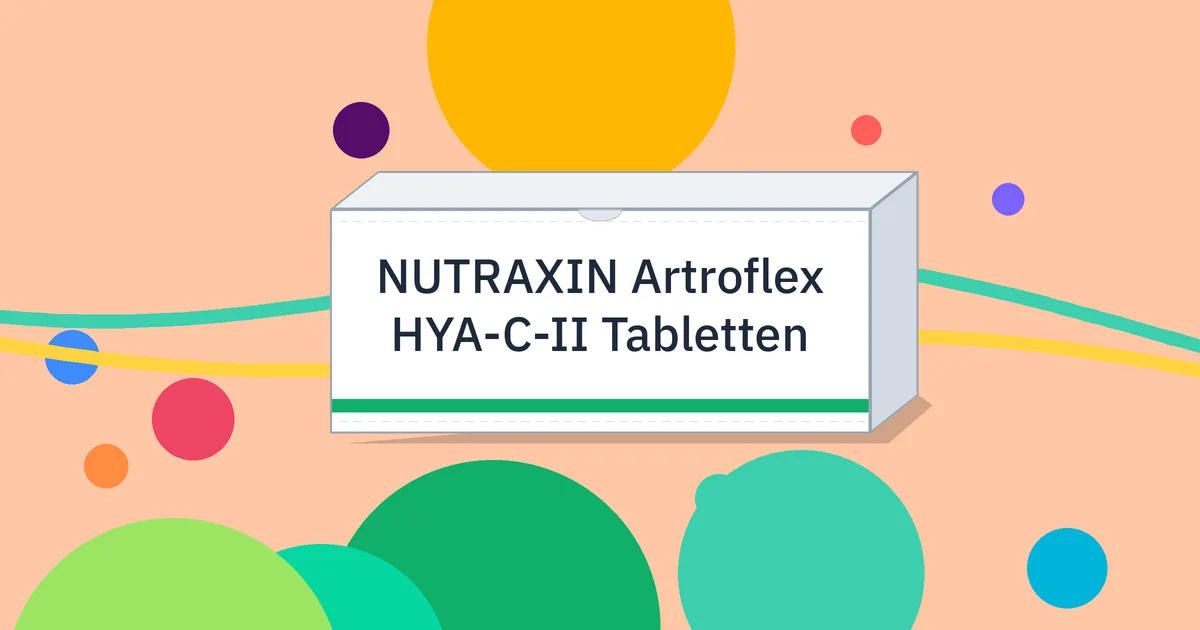 Symbolbild: Packung mit der Aufschrift NUTRAXIN Artroflex HYA-C-II Tabletten (PZN 20508628) – Verfügbarkeit und Bezug in Apotheken in Frankfurt am Main