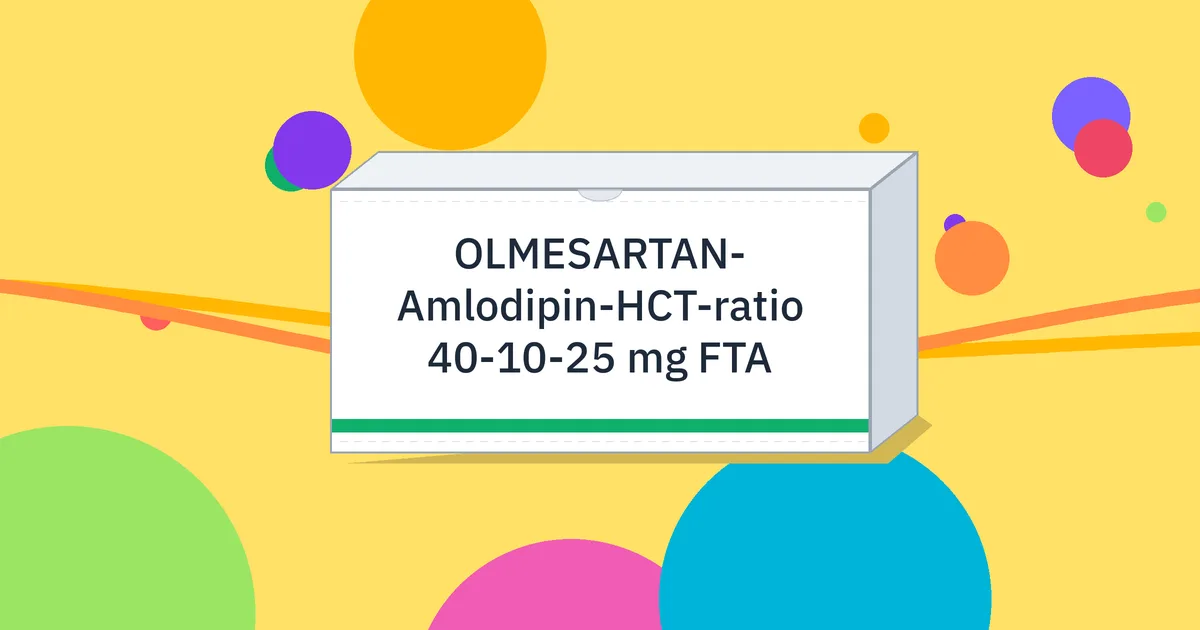 Symbolbild: Packung mit der Aufschrift OLMESARTAN-Amlodipin-HCT-ratio 40-10-25 mg FTA (PZN 16634221) – Verfügbarkeit und Bezug in Apotheken in Frankfurt am Main