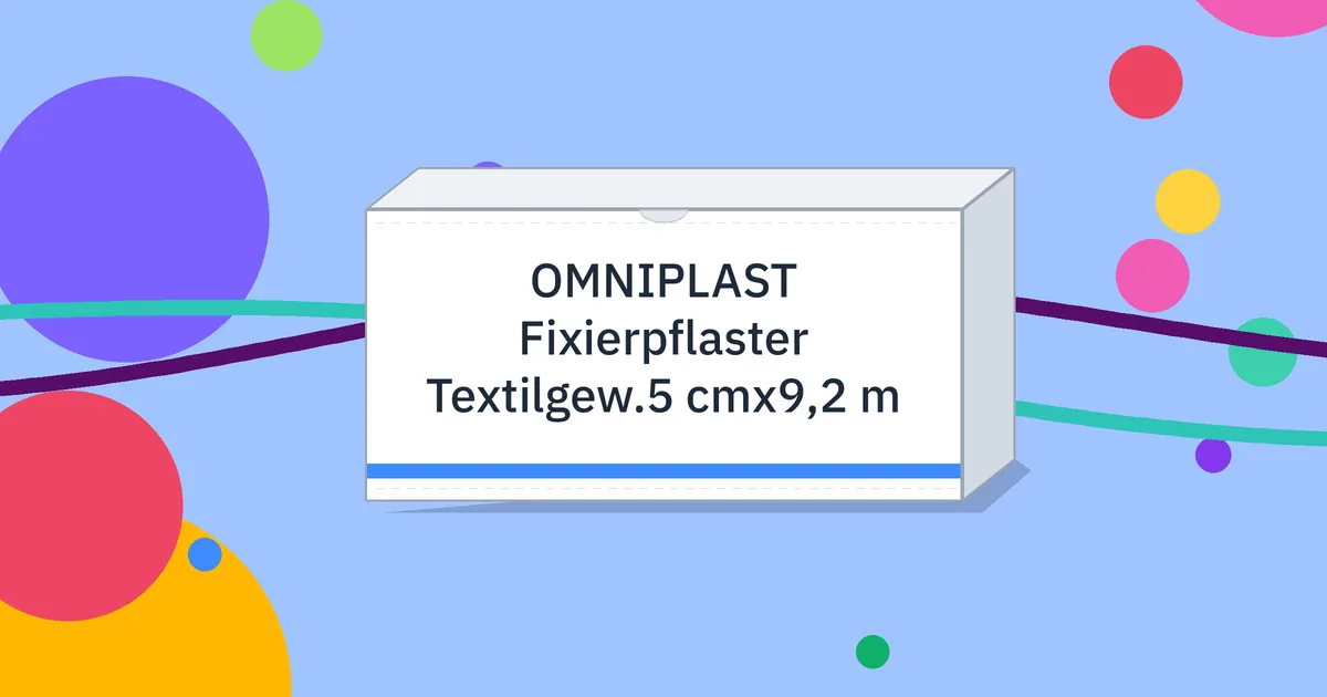 Symbolbild: Packung mit der Aufschrift OMNIPLAST Fixierpflaster Textilgew.5 cmx9,2 m (PZN 11163403) – Verfügbarkeit und Bezug in Apotheken in Frankfurt am Main