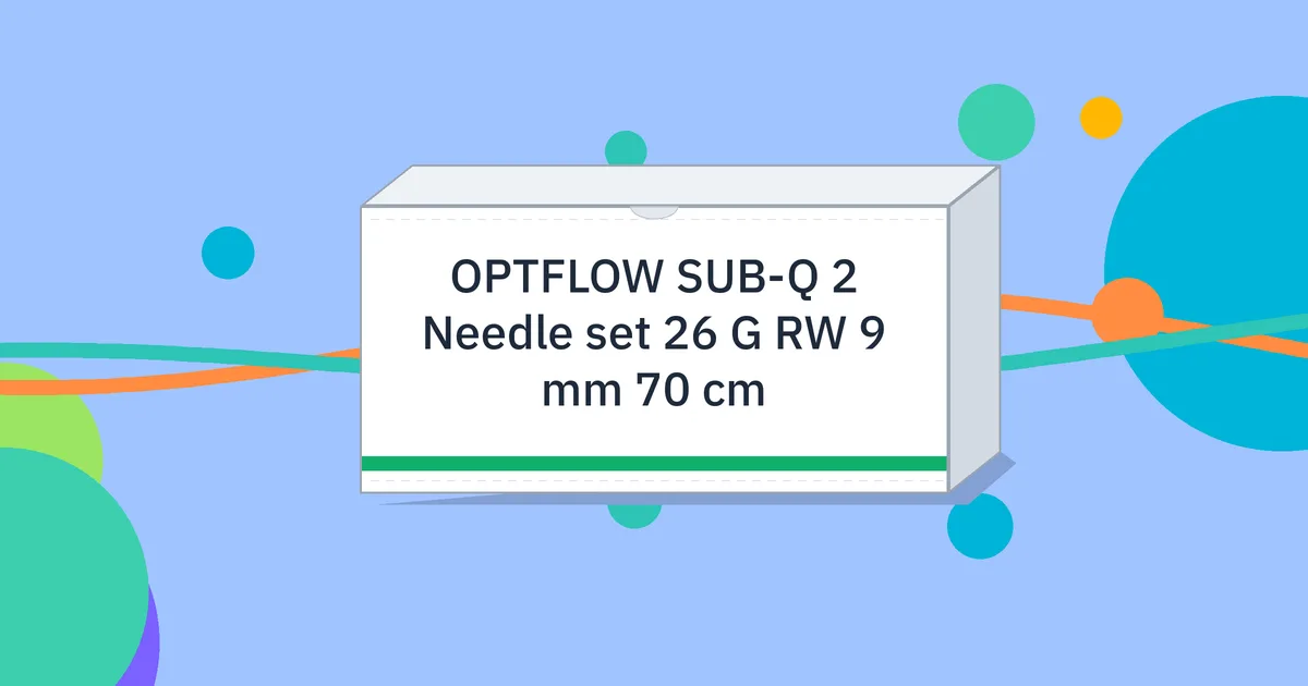 Symbolbild: Packung mit der Aufschrift OPTFLOW SUB-Q 2 Needle set 26 G RW 9 mm 70 cm (PZN 16528795) – Verfügbarkeit und Bezug in Apotheken in Frankfurt am Main