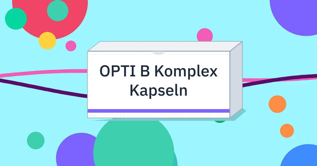 Symbolbild: Packung mit der Aufschrift OPTI B Komplex Kapseln (PZN 07576105) – Verfügbarkeit und Bezug in Apotheken in Frankfurt am Main