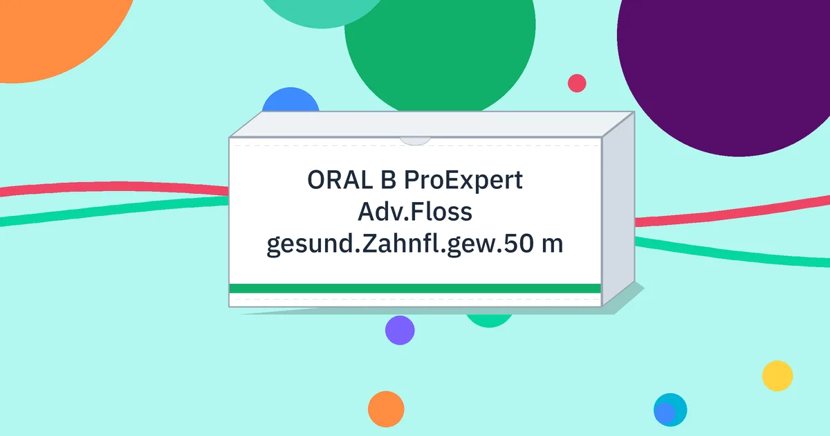 Symbolbild: Packung mit der Aufschrift ORAL B ProExpert Adv.Floss gesund.Zahnfl.gew.50 m (PZN 19408643) – Verfügbarkeit und Bezug in Apotheken in Frankfurt am Main