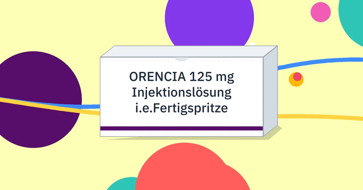Symbolbild: Packung mit der Aufschrift ORENCIA 125 mg Injektionslösung i.e.Fertigspritze (PZN 16754155) – Verfügbarkeit und Bezug in Apotheken in Frankfurt am Main