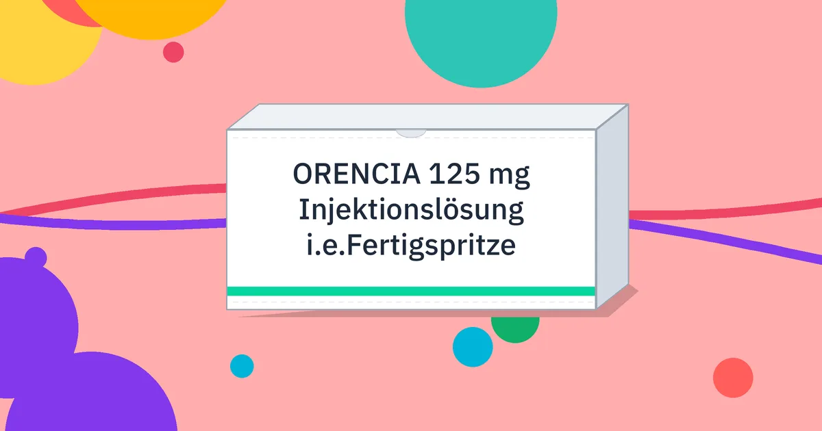 Symbolbild: Packung mit der Aufschrift ORENCIA 125 mg Injektionslösung i.e.Fertigspritze (PZN 16897251) – Verfügbarkeit und Bezug in Apotheken in Frankfurt am Main