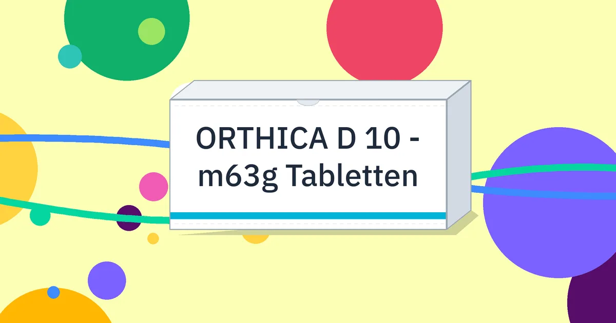 Symbolbild: Packung mit der Aufschrift ORTHICA D 10 -m63g Tabletten (PZN 13859511) – Verfügbarkeit und Bezug in Apotheken in Frankfurt am Main