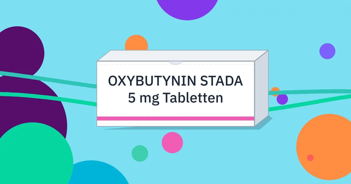 Symbolbild: Packung mit der Aufschrift OXYBUTYNIN STADA 5 mg Tabletten (PZN 00080281) – Verfügbarkeit und Bezug in Apotheken in Frankfurt am Main