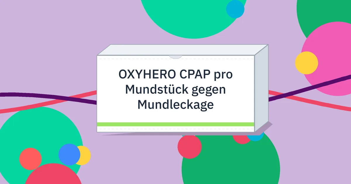 Symbolbild: Packung mit der Aufschrift OXYHERO CPAP pro Mundstück gegen Mundleckage (PZN 19216286) – Verfügbarkeit und Bezug in Apotheken in Frankfurt am Main