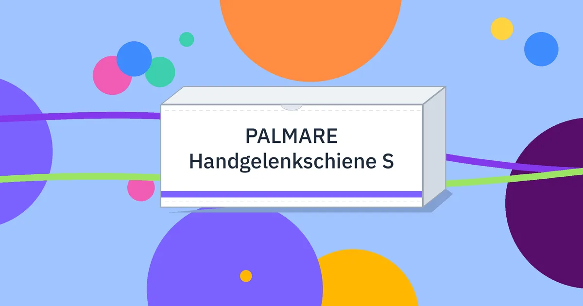 Symbolbild: Packung mit der Aufschrift PALMARE Handgelenkschiene S (PZN 08760348) – Verfügbarkeit und Bezug in Apotheken in Frankfurt am Main
