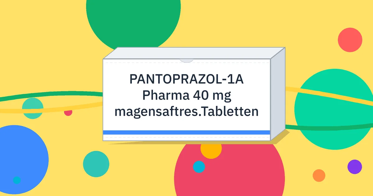 Symbolbild: Packung mit der Aufschrift PANTOPRAZOL-1A Pharma 40 mg magensaftres.Tabletten (PZN 05046998) – Verfügbarkeit und Bezug in Apotheken in Frankfurt am Main