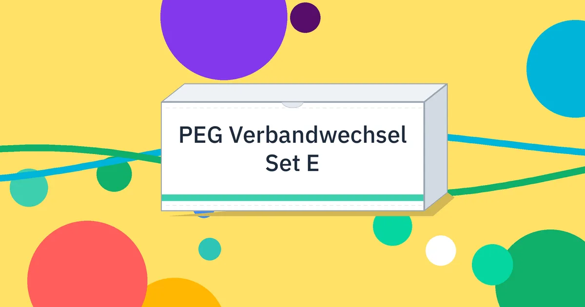 Symbolbild: Packung mit der Aufschrift PEG Verbandwechsel Set E (PZN 19144428) – Verfügbarkeit und Bezug in Apotheken in Frankfurt am Main
