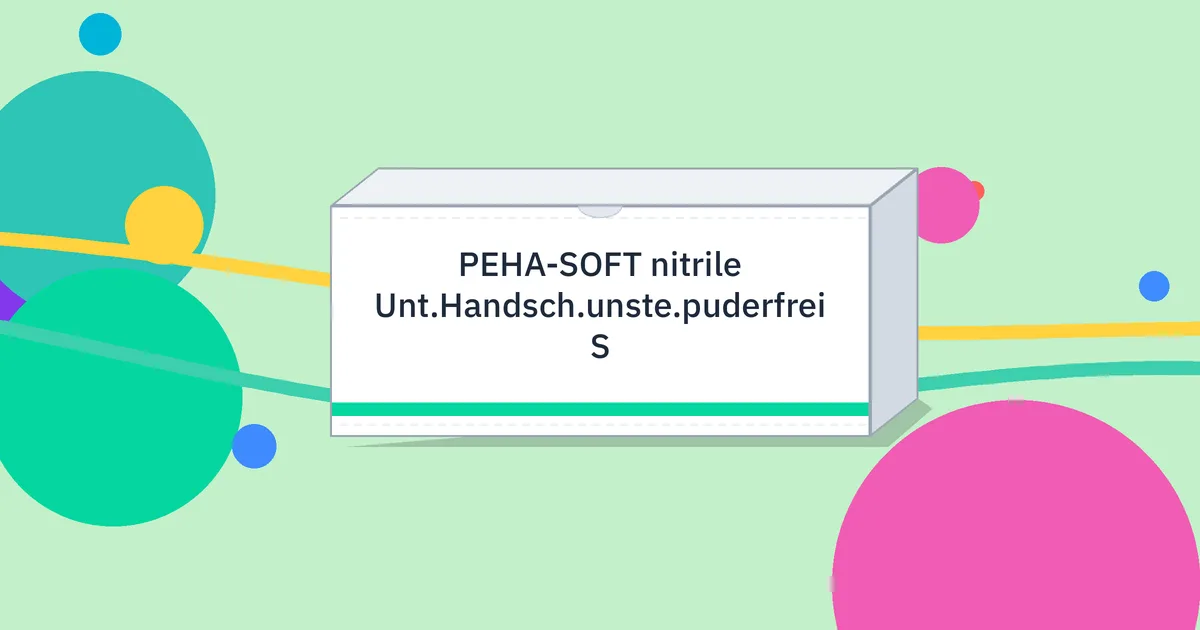 Symbolbild: Packung mit der Aufschrift PEHA-SOFT nitrile Unt.Handsch.unste.puderfrei S (PZN 03538059) – Verfügbarkeit und Bezug in Apotheken in Frankfurt am Main