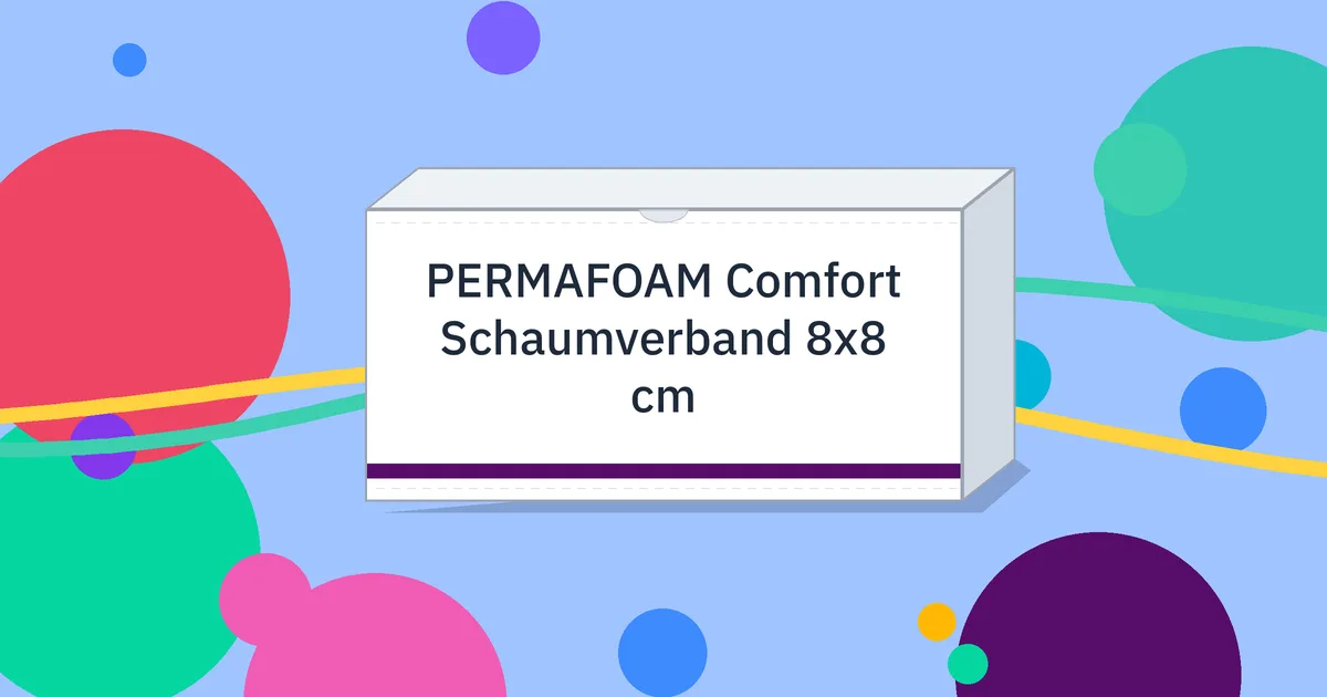 Symbolbild: Packung mit der Aufschrift PERMAFOAM Comfort Schaumverband 8x8 cm (PZN 04390535) – Verfügbarkeit und Bezug in Apotheken in Frankfurt am Main