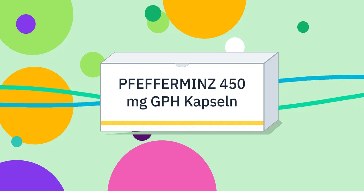 Symbolbild: Packung mit der Aufschrift PFEFFERMINZ 450 mg GPH Kapseln (PZN 06922918) – Verfügbarkeit und Bezug in Apotheken in Frankfurt am Main