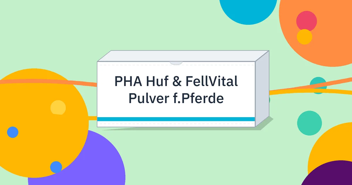 Symbolbild: Packung mit der Aufschrift PHA Huf & FellVital Pulver f.Pferde (PZN 09670937) – Verfügbarkeit und Bezug in Apotheken in Frankfurt am Main