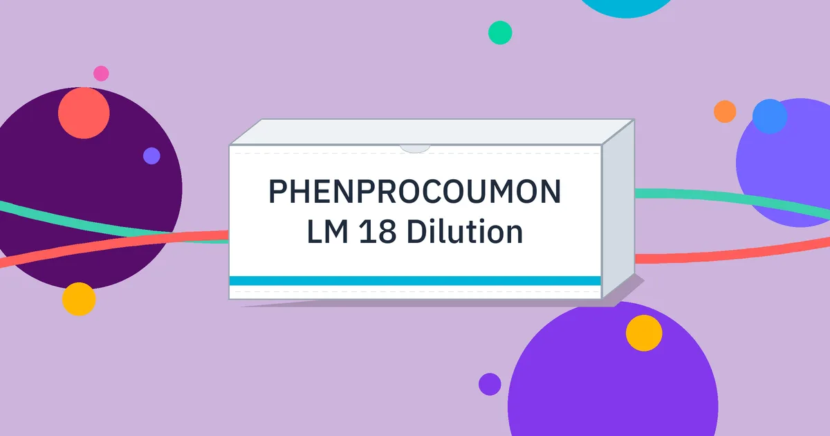 Symbolbild: Packung mit der Aufschrift PHENPROCOUMON LM 18 Dilution (PZN 13637963) – Verfügbarkeit und Bezug in Apotheken in Frankfurt am Main
