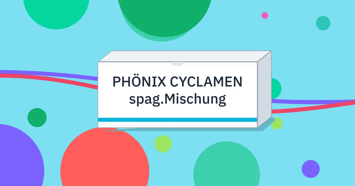 Symbolbild: Packung mit der Aufschrift PHÖNIX CYCLAMEN spag.Mischung (PZN 04223300) – Verfügbarkeit und Bezug in Apotheken in Frankfurt am Main