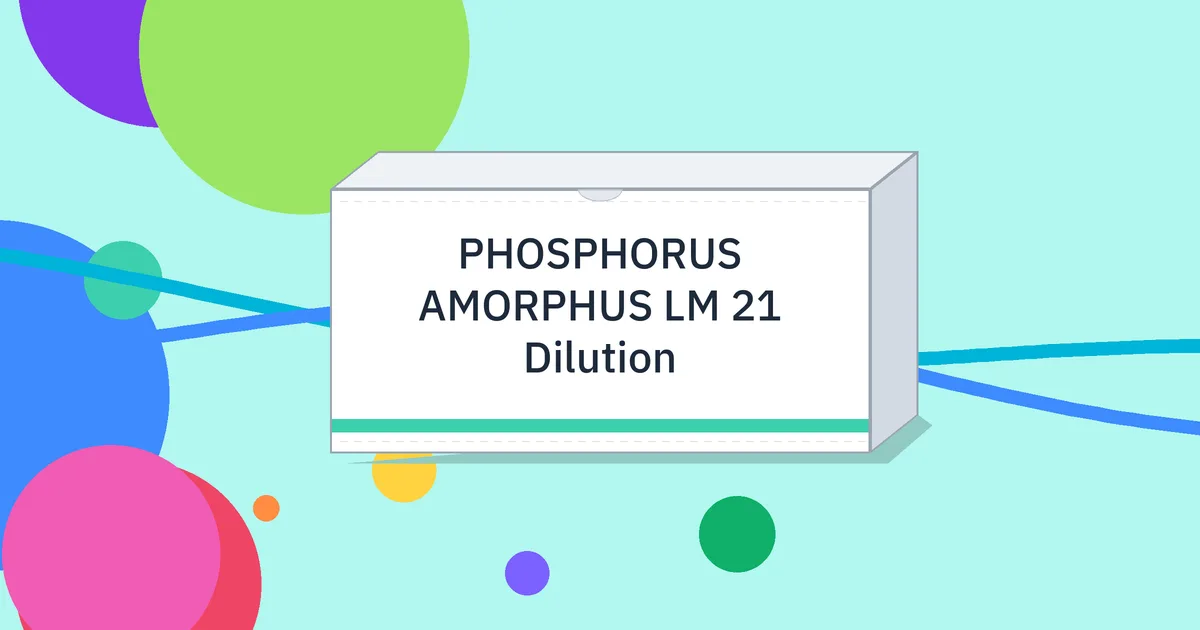 Symbolbild: Packung mit der Aufschrift PHOSPHORUS AMORPHUS LM 21 Dilution (PZN 13034532) – Verfügbarkeit und Bezug in Apotheken in Frankfurt am Main