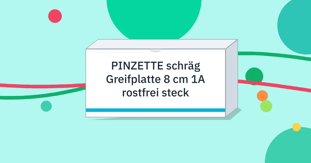 Symbolbild: Packung mit der Aufschrift PINZETTE schräg Greifplatte 8 cm 1A rostfrei steck (PZN 18400616) – Verfügbarkeit und Bezug in Apotheken in Frankfurt am Main
