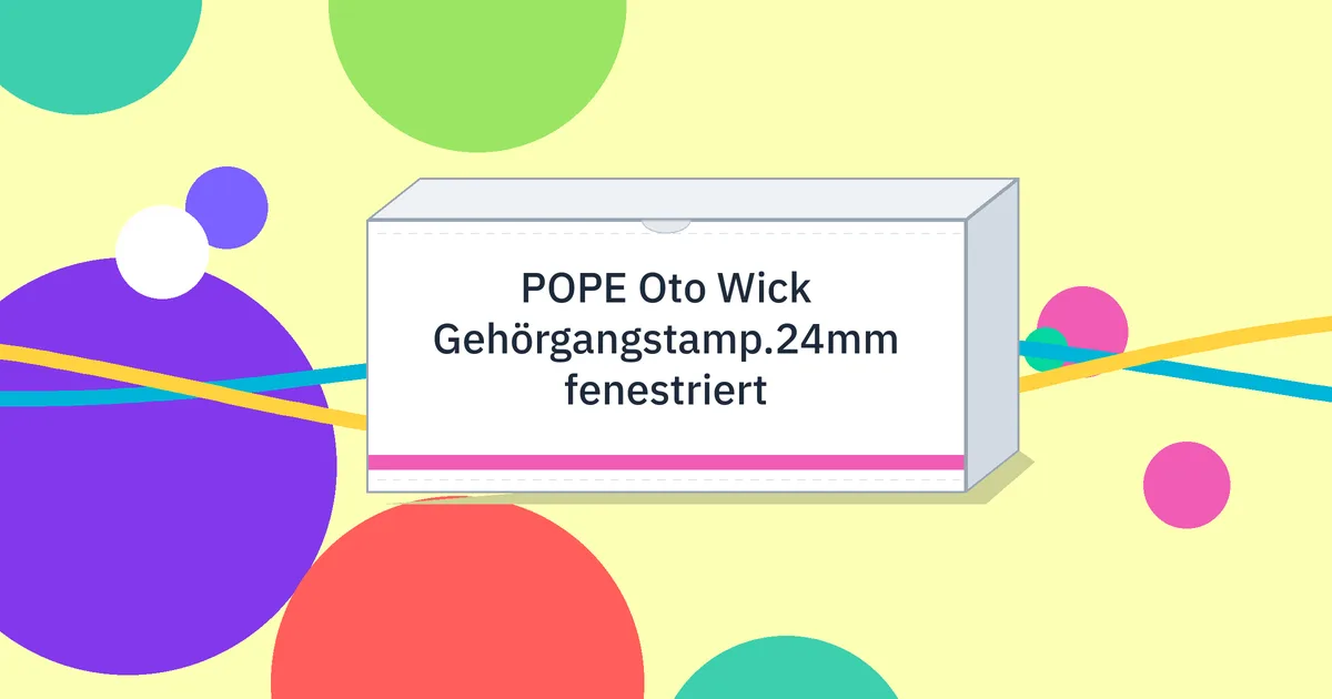 Symbolbild: Packung mit der Aufschrift POPE Oto Wick Gehörgangstamp.24mm fenestriert (PZN 06591918) – Verfügbarkeit und Bezug in Apotheken in Frankfurt am Main