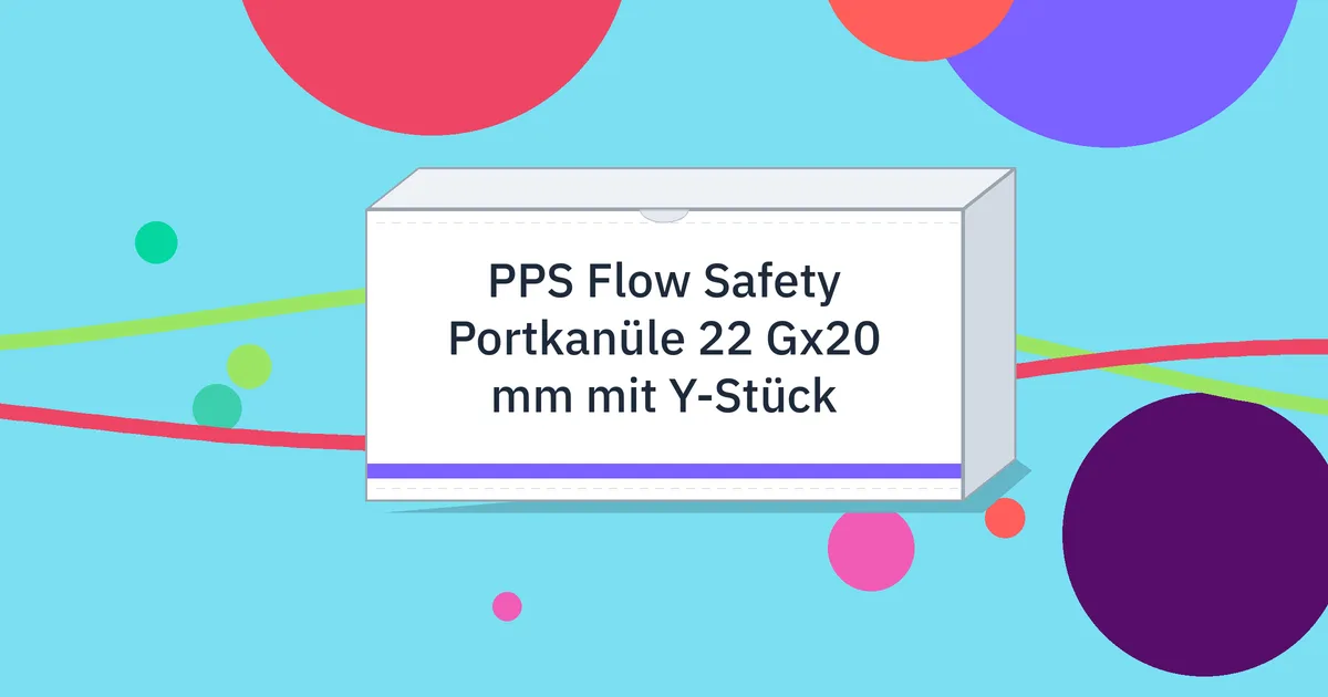 Symbolbild: Packung mit der Aufschrift PPS Flow Safety Portkanüle 22 Gx20 mm mit Y-Stück (PZN 10073997) – Verfügbarkeit und Bezug in Apotheken in Frankfurt am Main