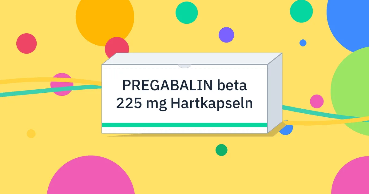 Symbolbild: Packung mit der Aufschrift PREGABALIN beta 225 mg Hartkapseln (PZN 10810674) – Verfügbarkeit und Bezug in Apotheken in Frankfurt am Main