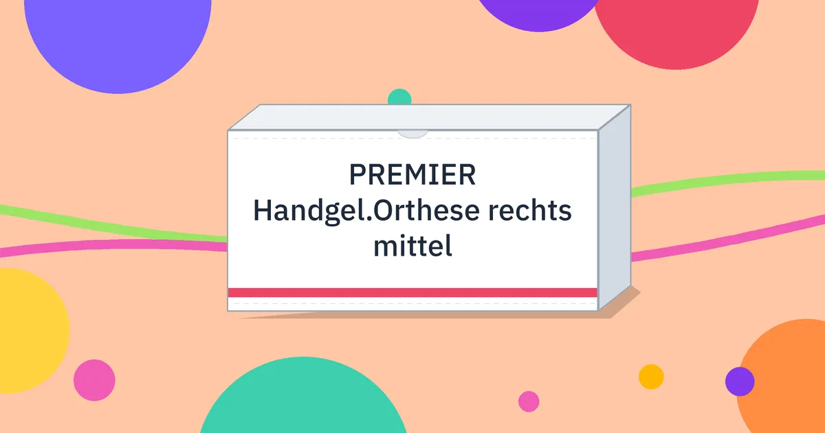 Symbolbild: Packung mit der Aufschrift PREMIER Handgel.Orthese rechts mittel (PZN 06643822) – Verfügbarkeit und Bezug in Apotheken in Frankfurt am Main