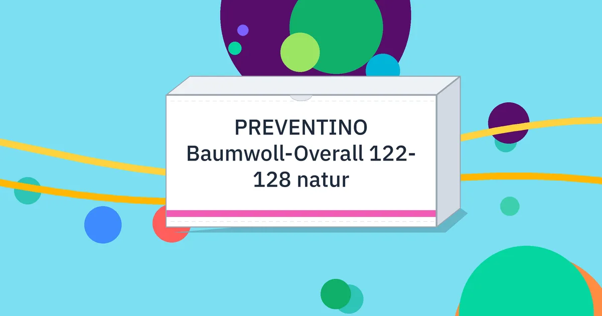 Symbolbild: Packung mit der Aufschrift PREVENTINO Baumwoll-Overall 122-128 natur (PZN 12446190) – Verfügbarkeit und Bezug in Apotheken in Frankfurt am Main